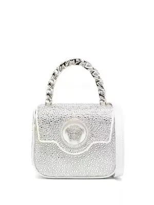 Versace La Medusa Crystal-embellished Mini Bag - Silver