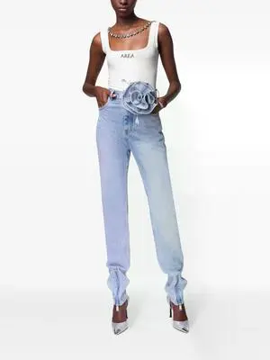 AREA Flower Corsage Ankle-zip Jeans