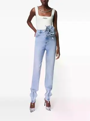AREA Flower Corsage Ankle-zip Jeans