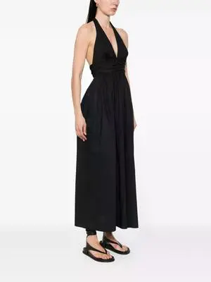 Matteau Plunge Halterneck Midi Dress - Black