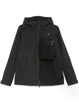 Stone Island Hooded Zip-up Jacket With Chest Flap Pocket - Grey