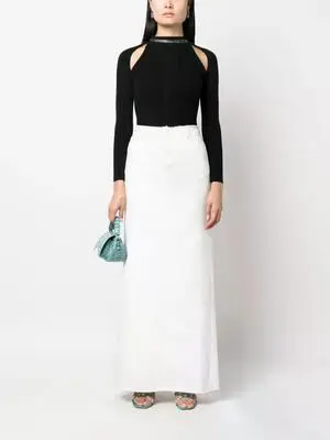 Gcds Rhinestone Embellished Ribbed Knit Top
