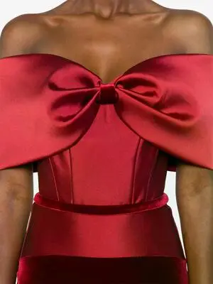 CRISTALLINI Off-the-shoulder Gown With Oversized Bow Detail