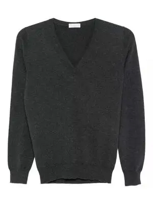 Brunello Cucinelli Brunello Cucinelli Cashmere Fine-Knit V-Neck Jumper Grey