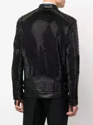 Philipp Plein Embellished Leather Biker Jacket
