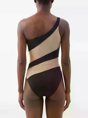 Norma Kamali One-shoulder Snake Print Swimsuit