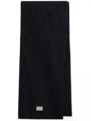 Dolce & Gabbana Logo-patch Wool Scarf - Blue