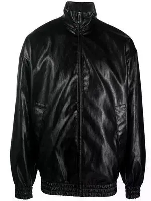 Gcds High-shine Faux-leather Jacket - Black