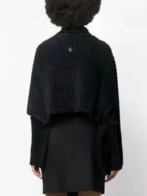 GENNY Faux-fur Trim High-low Cardigan