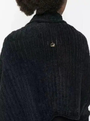 GENNY Faux-fur Trim High-low Cardigan