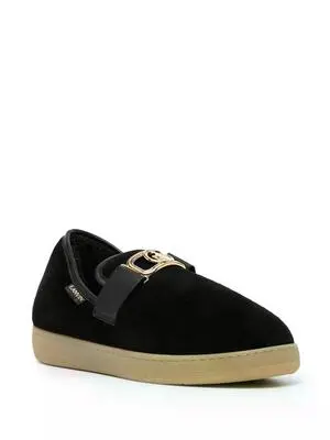 LANVIN Velvet Logo Buckle Slippers