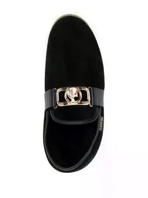 LANVIN Velvet Logo Buckle Slippers