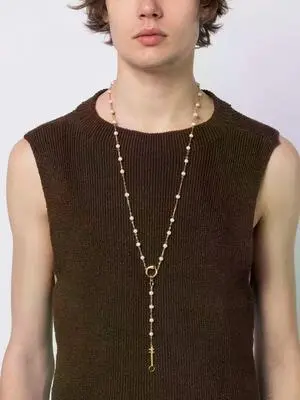 CAPSULE ELEVEN Pearl Rosary Necklace With Cross Pendant
