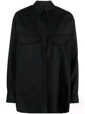 Simone Rocha Appliqué-detail Side Button-fastening Shirt - Black