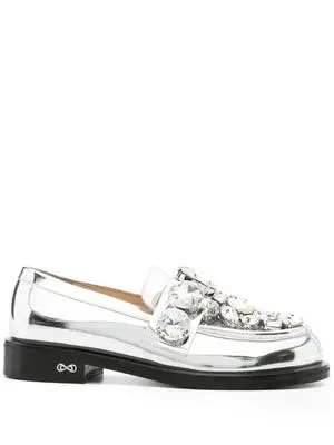 Mach & Mach Crystal-embellished Patent Loafers - Silver