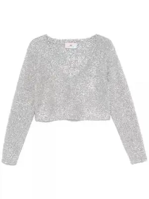 CHIARA FERRAGNI Lurex Cropped V-neck Sweater