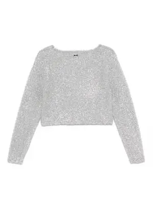 CHIARA FERRAGNI Lurex Cropped V-neck Sweater