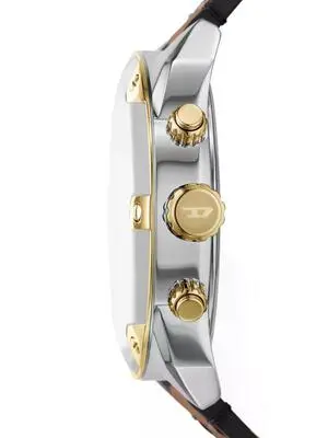 DIESEL® Chronograph Watch With Leather Strap - Silver