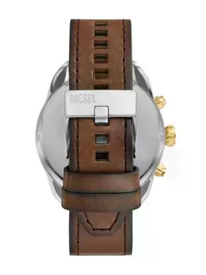 DIESEL® Chronograph Watch With Leather Strap - Silver