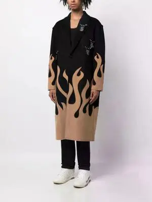 HACULLA. Single-breasted Wool Coat With Patch Detail