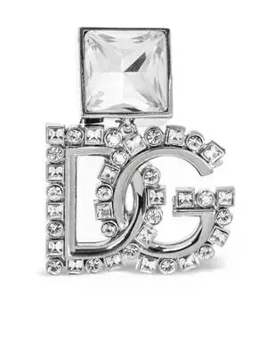 Dolce & Gabbana Logo-plaque Crystal Embellished Earrings