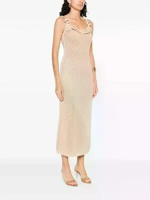 Elie Saab Floral Appliqué Mesh Maxi Dress - Neutrals