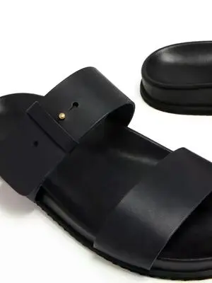 ANCIENT GREEK SANDALS Leather Flat Sandals - Black