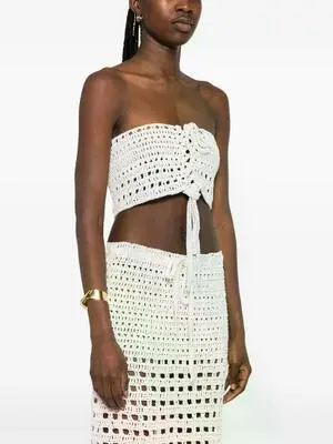 A.M.G. Knitted Crop Top - White