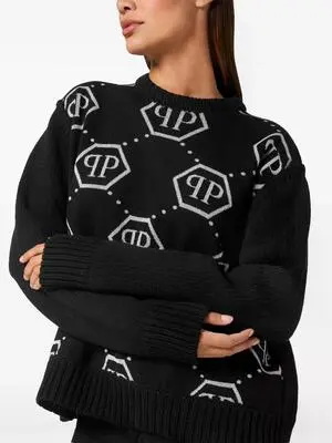 Philipp Plein Intarsia-knit Logo Jumper