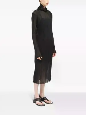MAISON MARGIELA Long Sleeve Plissé Midi Dress