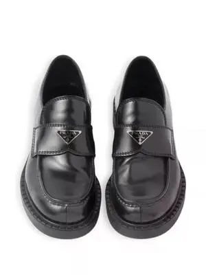 Prada Logo-plaque Brushed Leather Loafers