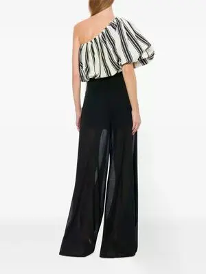 Philosophy Di Lorenzo Serafini One-shoulder Striped Top With Bishop Sleeves And Side Tie
