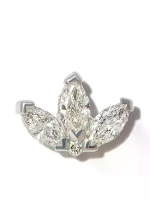 MARIA TASH 18kt White Gold Engraved Lotus Diamond Single Earring - Silver