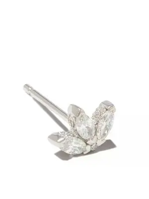 MARIA TASH 18kt White Gold Engraved Lotus Diamond Single Earring