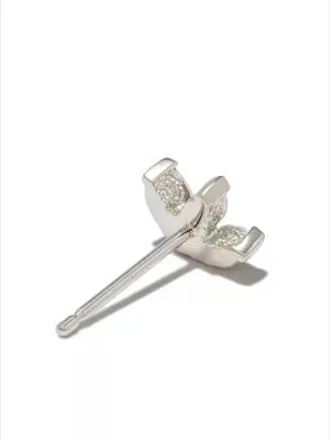 MARIA TASH 18kt White Gold Engraved Lotus Diamond Single Earring