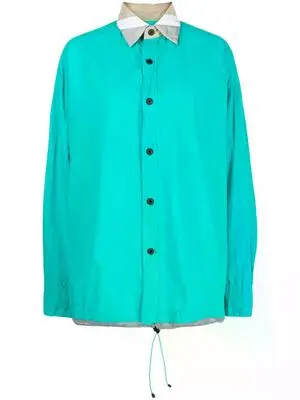 Kolor Contrast-collar Cotton Shirt - Green