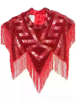 ATU BODY COUTURE Embellished Bead-detailed Top - Red