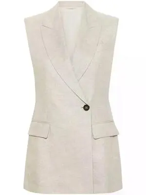 Brunello Cucinelli Sleeveless Blazer With Metallic Threading