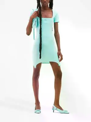 COURREGES Square-neck Cut-out Mini Dress - Blue