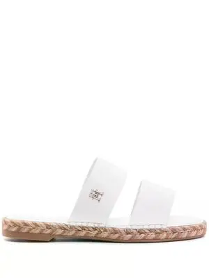 Tommy Hilfiger Logo-plaque Leather Espadrille Sandals - Neutrals