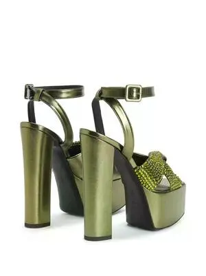 GIUSEPPE ZANOTTI Crystal-embellished Crossover Platform Sandals - Green