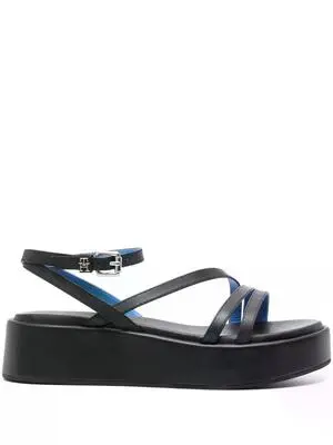 Tommy Hilfiger Leather Platform Sandals - Black