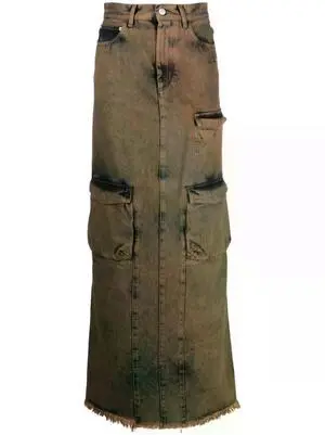 Gcds Maxi Denim Cargo Skirt - Brown