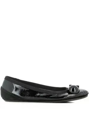 DOVE NUOTANO GLI SQUALI Leather Ballerina Shoes - Black