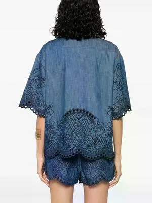 Zimmermann Embroidered Short-sleeve Shirt