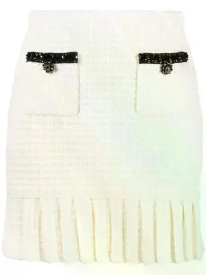 SELF-PORTRAIT Knitted Waffle Mini Skirt With Embellishments