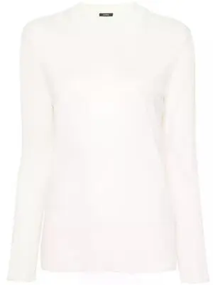 JOSEPH Cream White Merino-silk Blend Long-sleeve Jumper