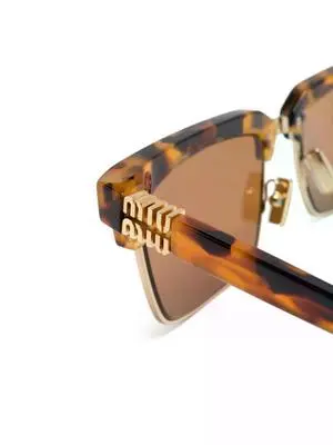 Miu Miu Mu10zs Rectangle-frame Sunglasses - Brown