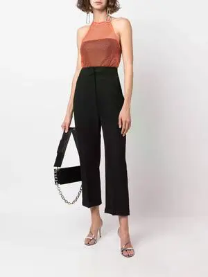 Patrizia Pepe Rhinestone Embellished Mesh Halter Top - Orange