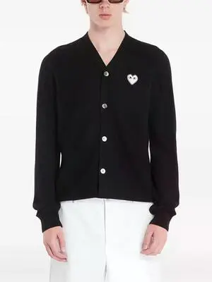 Play Comme Des Garcon Heart-patch V-neck Cardigan